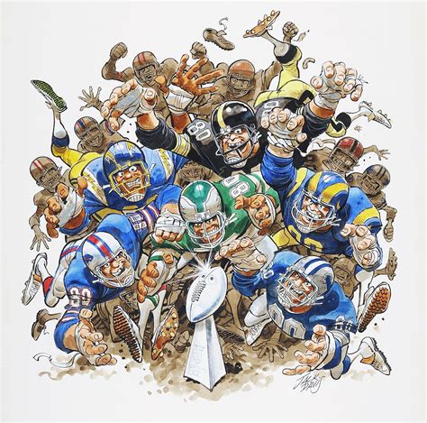 Jack Davis 1980 Battle For The Lombardi Trophy Illustration Original