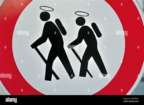 Traffic Sign Passage Prohibited For Pilgrims Germany Europe Stock
