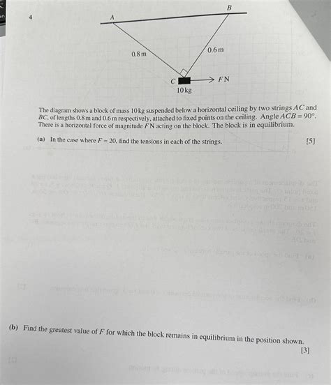 Solved 4the Diagram Shows A Block Of Mass 10kg ﻿suspended