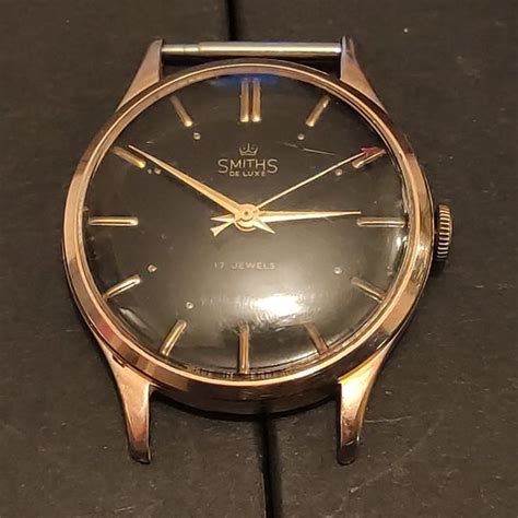 Vintage Smiths De Luxe 17 Jewels Watch Cal 27 Cs Black Dial Not