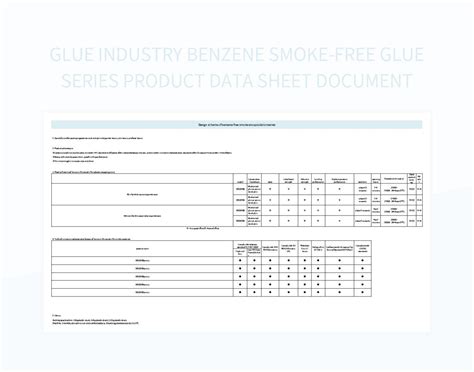 Glue Industry Benzene Smoke Free Glue Series Product Data Sheet