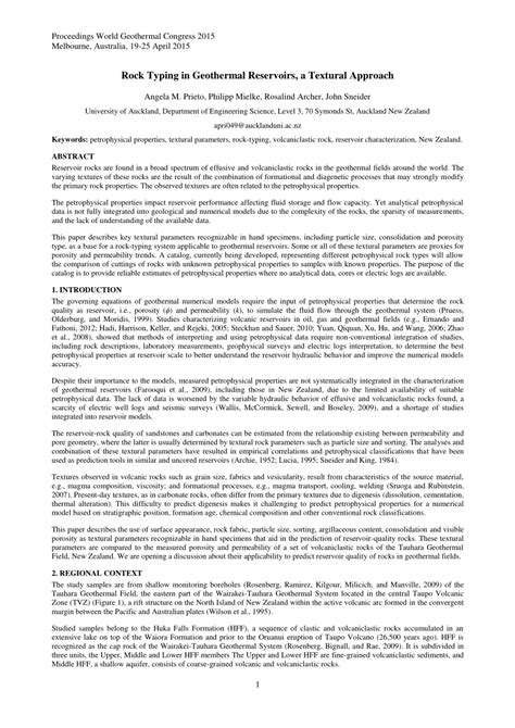 Pdf Rock Typing In Geothermal Reservoirs A Textural Approach