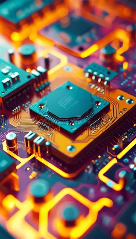 Computer Processor On Circuit Stock Illustration Illustration Of