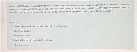 Solved While The DSM Has Been A Valuable Instrument For The Chegg Com