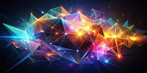 Abstract Illuminated Polygonal Structure A Vibrant Network Of