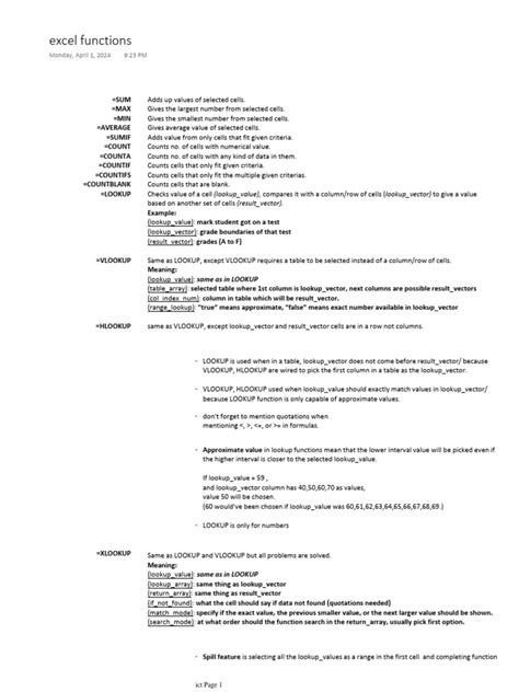 excel functions pdf mathematics computer programming