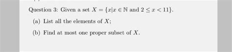 solved question 3 given a set and 2≤x