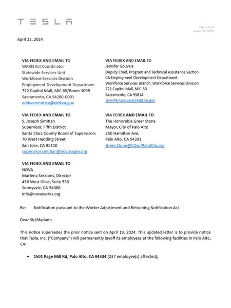 Warn Notice Palo Alto Ca Pdf Palo Alto Business