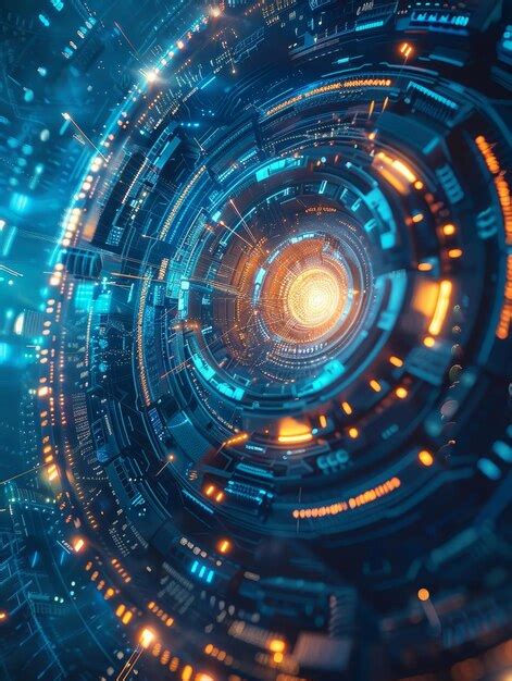Abstract Digital Interface With Circular Patterns Premium Ai
