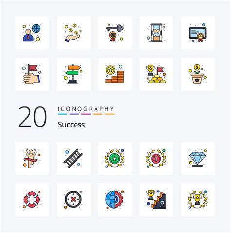 premium vector 20 sucess line filled color icon pack like premium one