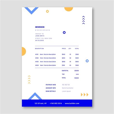 Plantilla De Factura Contable De Diseño Plano Vector Premium