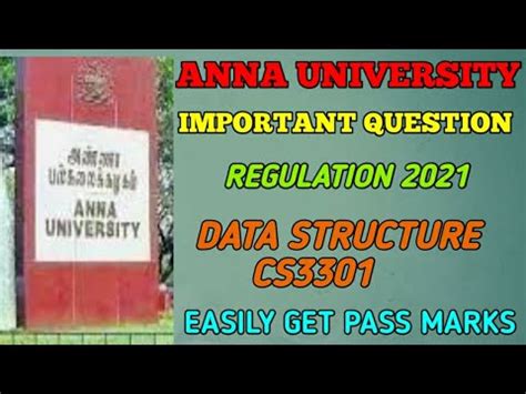 CS DATA STRUCTURE ANNA UNIVERSITY IMPORTANT QUESTION EXAM IMPORTANT QUESTION YouTube