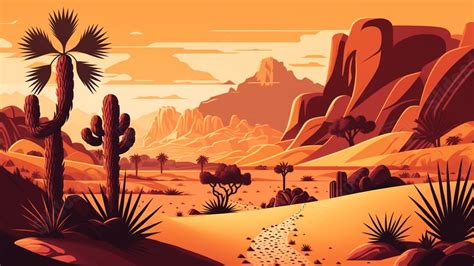 desert plant illustration powerpoint background for free download