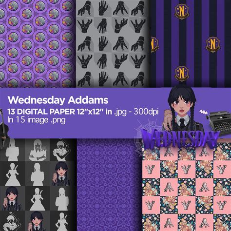 Wednesday Addams Digital Papers Digital Files Family Illustration