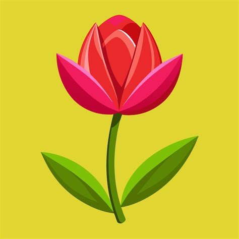 노란색 배경으로 빨간 장미를 그린 그림 프리미엄 벡터