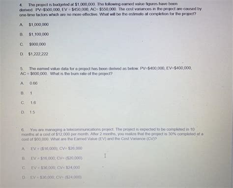Solved Earned Value Measurements Problems You Must Show