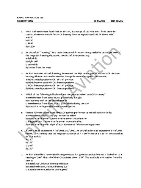Radio Navigation Test 1 Download Free Pdf Global Positioning System Radar