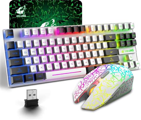 Ziyou Lang T87 Wireless Gaming Keyboard And Mouse Combo With Rainbow Led Backlit Rechargeable