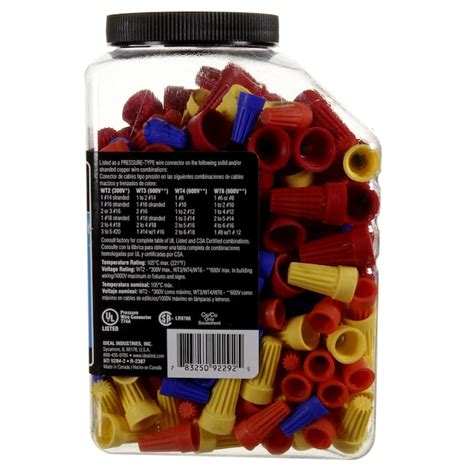 Ideal Twist On Wire Connectors Red Yellow Orange Blue 300 Pack 30 2346j At