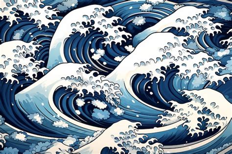 Design Waves Sea Style Premium Ai Generated Vector