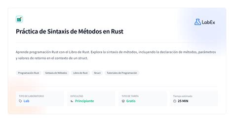 práctica de sintaxis de métodos en rust labex