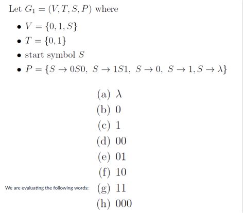 solved let g1 v t s p ﻿wherev {0 1 s}t {0 1}start symbol