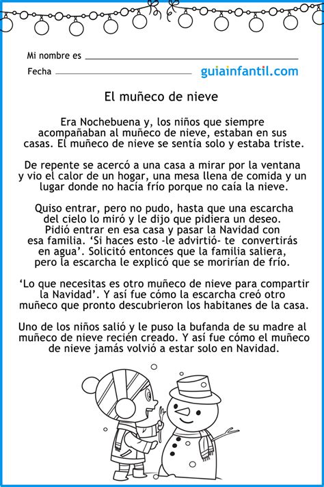 El Muñeco De Nieve Cuento Corto De Navidad Para Niños Texto De