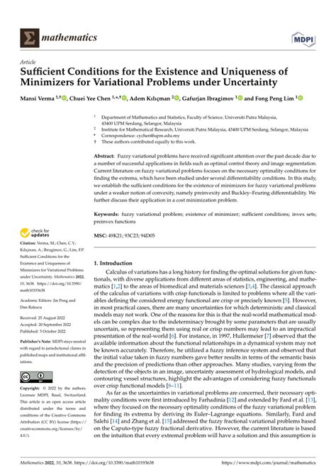 pdf sufficient conditions for the existence and uniqueness of