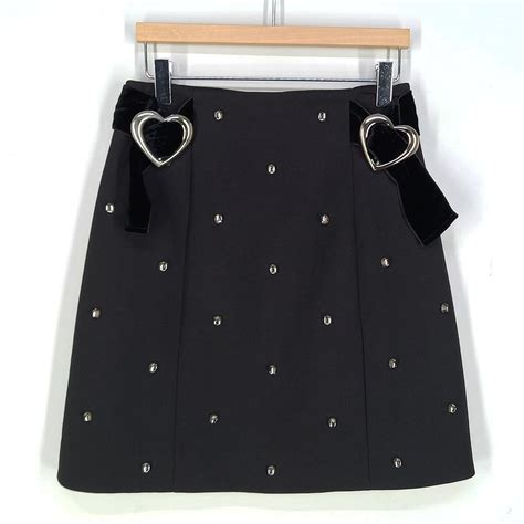 릴리브라운 하트버클 큐빅 스판 미디스커트 블랙0 H 헬로마켓