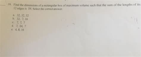 solved find the dimensions of a rectangular box maximum