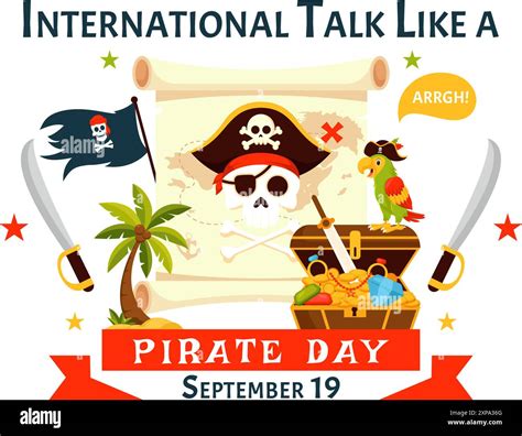 International Talk Like A Pirate Day Vector Illustration With Cute