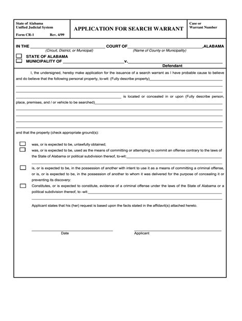 Blank Search Warrant Template