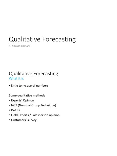 Ver1qualitativeforecastingmethodstechniques Pdf Forecasting