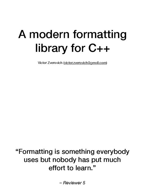 a modern formatting library for c victor zverovich cppcon 2017