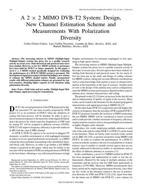 mimo 2x2 dvb t2 pdf mimo orthogonal frequency division multiplexing