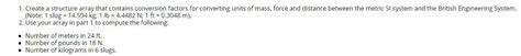 Solved 1 Create A Structure Array That Contains Conversion
