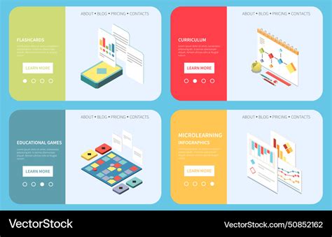 Microlearning Isometric Set Royalty Free Vector Image