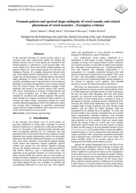 Pdf Formant Pattern And Spectral Shape Ambiguity Of Vowel Sounds And Related Phenomena Of