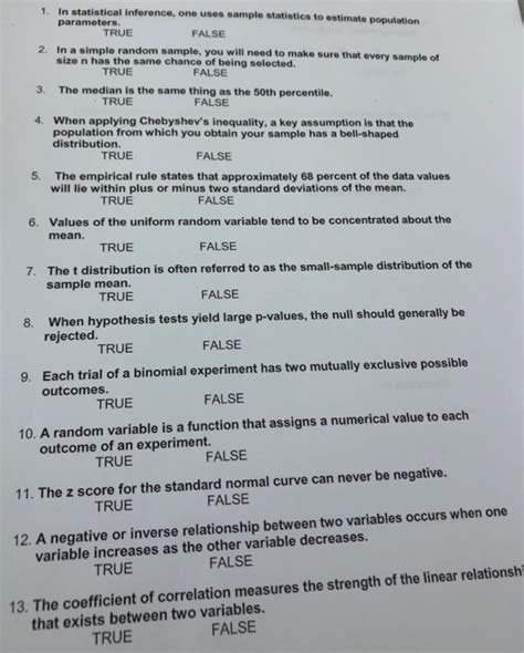 Solved In Statistical Inference One Uses Sample Statistics Chegg