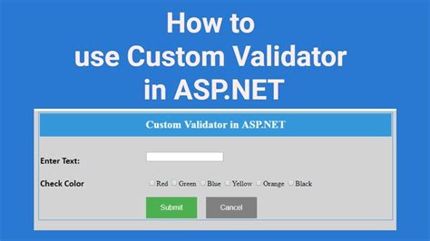 10 Custom Validator In Aspnet Aspnet Tutorial Youtube