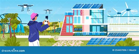 man controlling air drone with wireless remote controller carbon credit