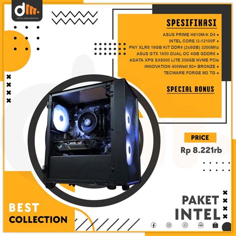 Jual Pc Gaming Intel Core I3 12100f Vga Gtx 1650 Dual Oc Gddr6 Nvme 256gb Ram 16gb Kit