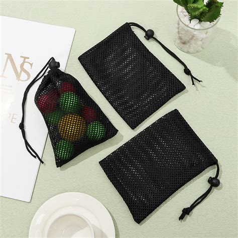 Badu Bg 1 бр Черна издръжлива найлонова мрежеста чанта с шнурове торбичка за съхранение