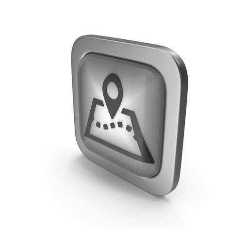 Grayscale Square Location On Map Button Icon 3d Incl Square And Map