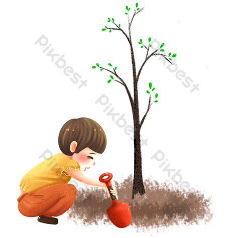 Drawing Cute Tree Planting Girl Illustration Character Design PNG Images PSD Free Download