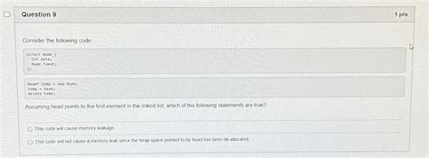Solved Question 91 ﻿ptsConsider the following codeAssuming | Chegg.com