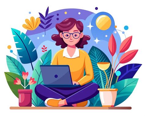 디자이너 비서 노트북을 가진 남자 프로그래머 테스터 디지털 아티스트 학생 Smm 원격 작업 프리미엄 벡터