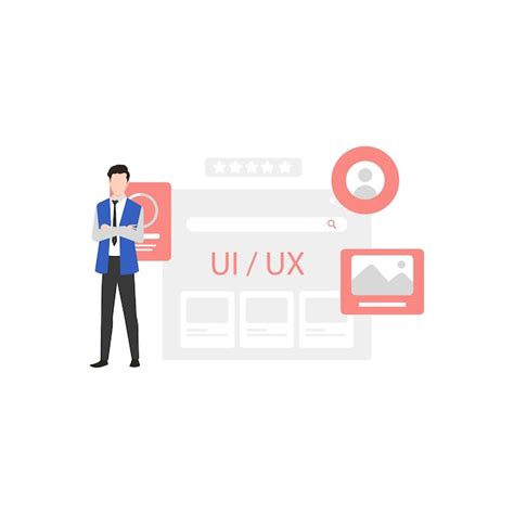 Premium Vector A Man Standing Next To A Web Page With The Word Ui On It