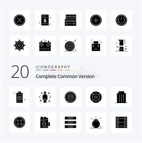 20 Complete Common Version Solid Glyph Icon Pack Like Help Basic Direction Mail Envelope Stock ...