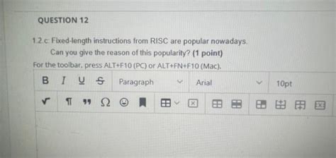 Solved 12c Fixed Length Instructions From Risc Are